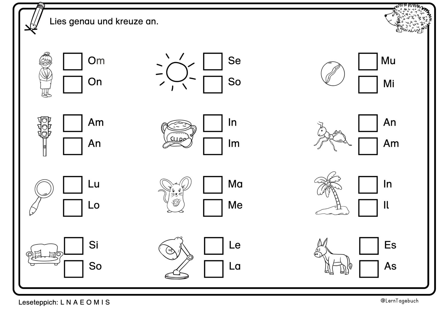 1. Klasse Lesenlernen Arbeitsblätter mit Leseteppich für Erstleser und ...